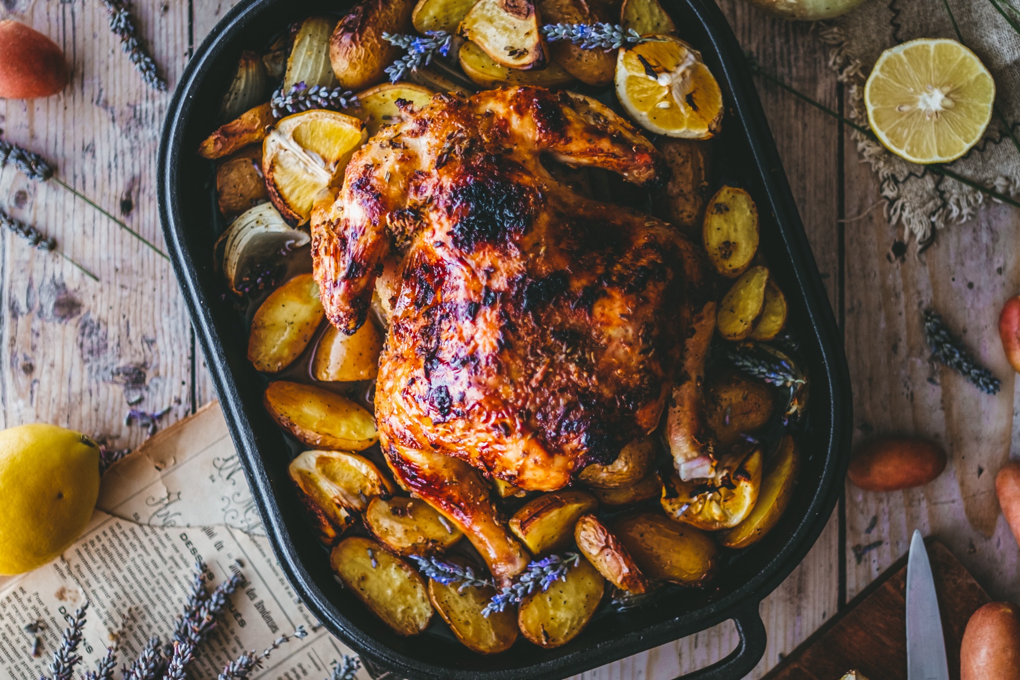 Roast Chicken with Lavender and Honey - Marissa Makes